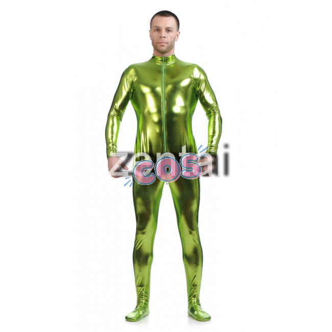 Man's Full Body Yellow Green Color Zentai/ yellow green Full Body Shiny ...