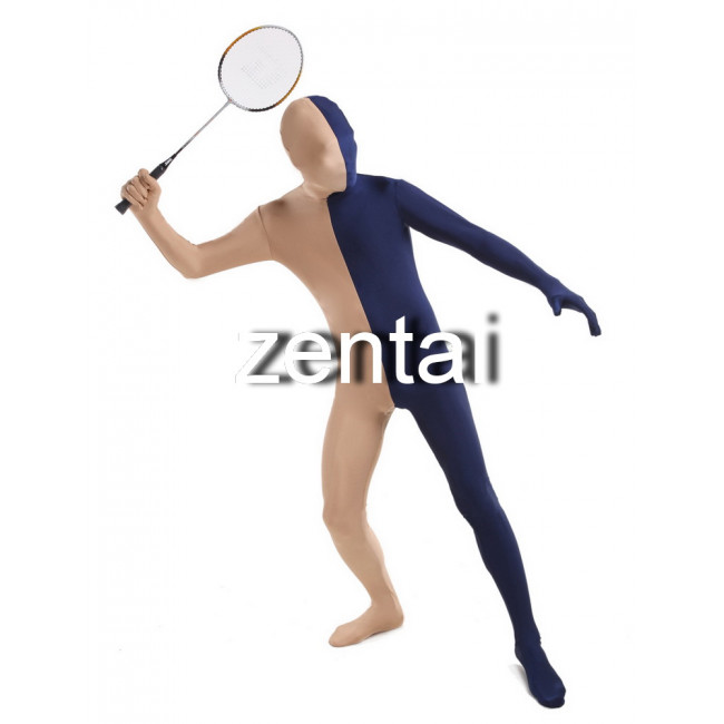 Full Body Flesh And Navy Blue Mixed Colors Zentai/ Flesh And Navy Blue ...