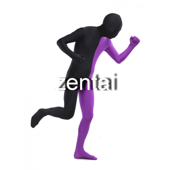 Full Body Black And Purple Mixed Colors Zentai/ Black And Purple Mixed ...