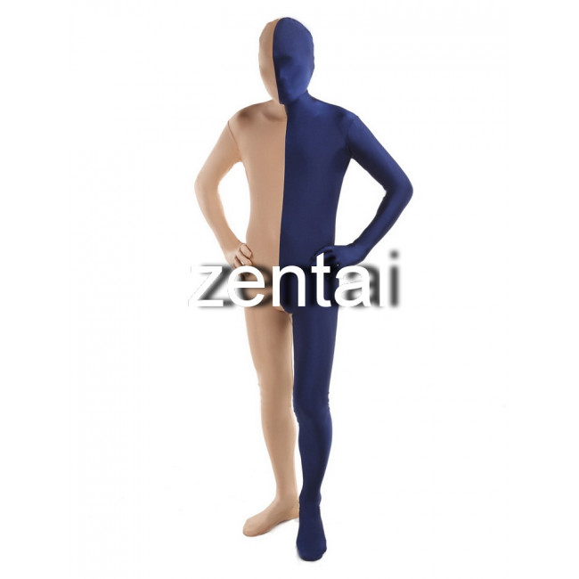 Full Body Flesh And Navy Blue Mixed Colors Zentai/ Flesh And Navy Blue ...