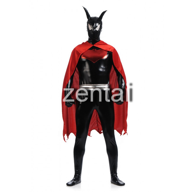 Batman Full Body Zentai/Black and Red Color Batman Shiny Metallic ...