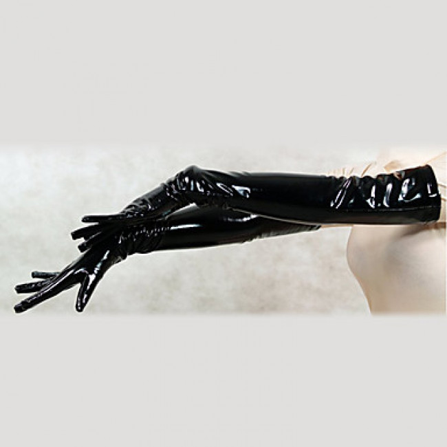Black PVC Costume|Shoulder Length Gloves Costume|Black PVC Shoulder ...