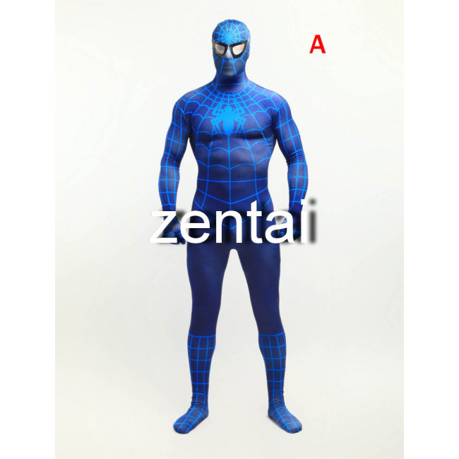 Halloween Spiderman Blue Cosplay Zentai Suit/ Buy Blue Spiderman ...