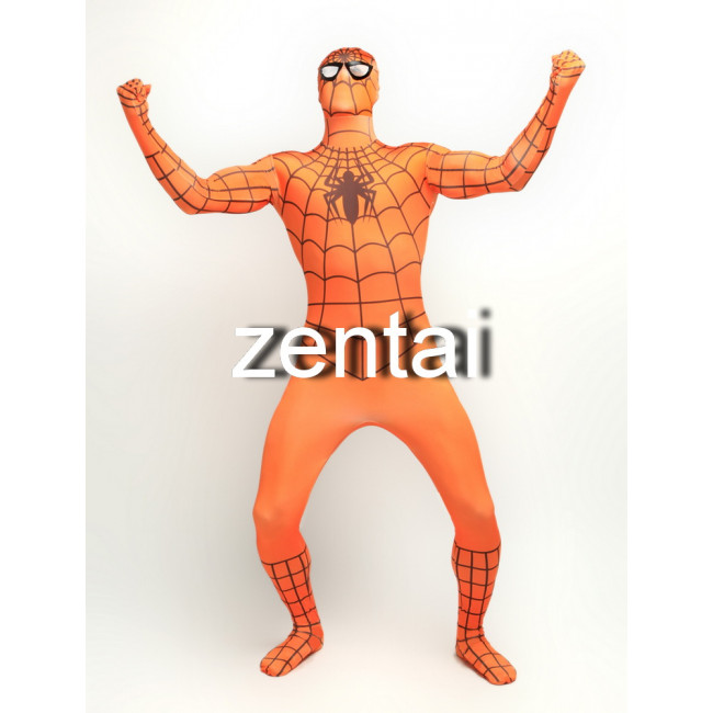 Halloween Spiderman Orange Cosplay Zentai Suit/ Buy Orange Spiderman ...