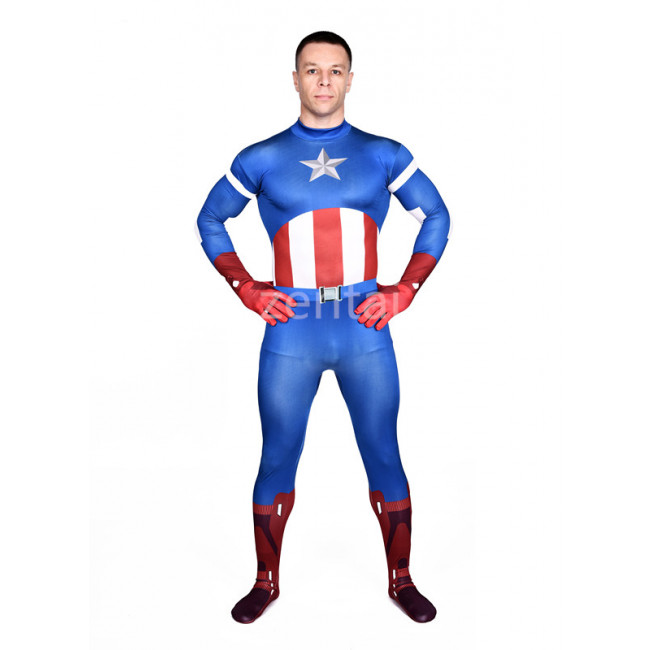 Halloween Captain America Full Body Zentai Suit/Buy Full Body Captain ...