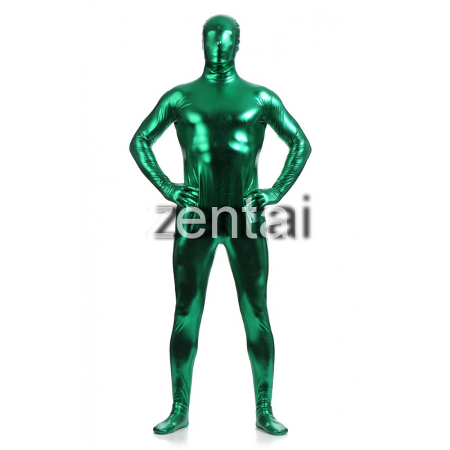 Man's Full Body Green Color Zentai/ Green Full Body Shiny Metallic ...