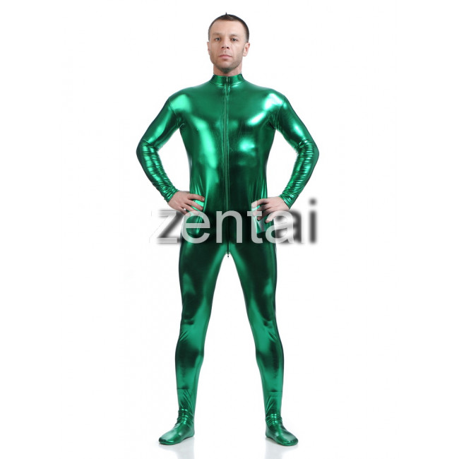 Man's Full Body green Color Zentai/ green Full Body Shiny Metallic ...