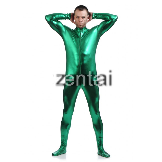 Man's Full Body green Color Zentai/ green Full Body Shiny Metallic ...