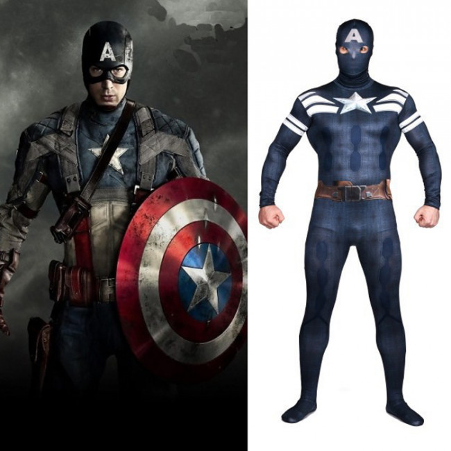 Halloween Captain America Full Body Zentai Suit/Buy Full Body Captain ...