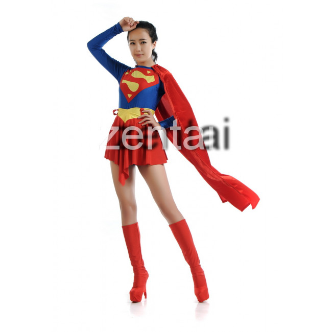 Sexy Female Superman Full Body Zentai Suit/Buy Red and blue Color Sexy ...