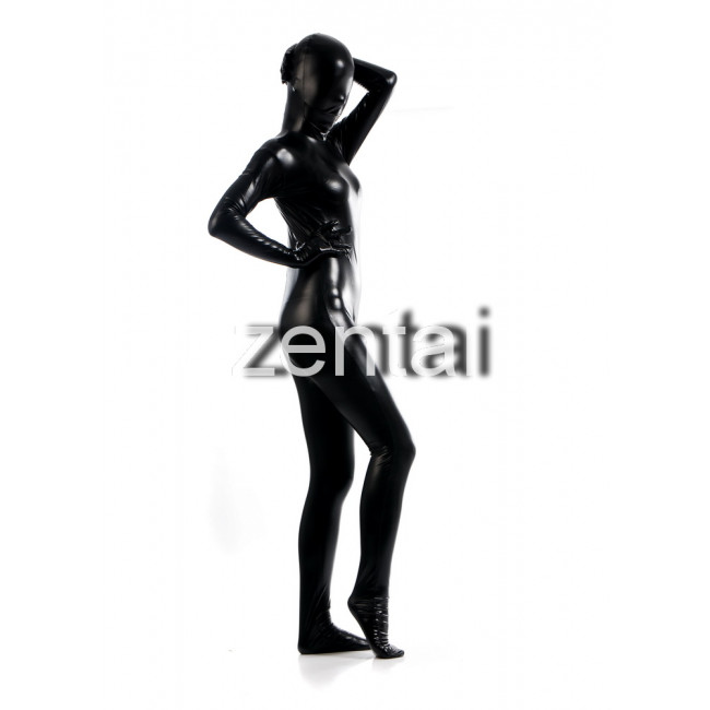 Woman's Full Body Black Color Zentai/ Black Full Body Shiny Metallic ...