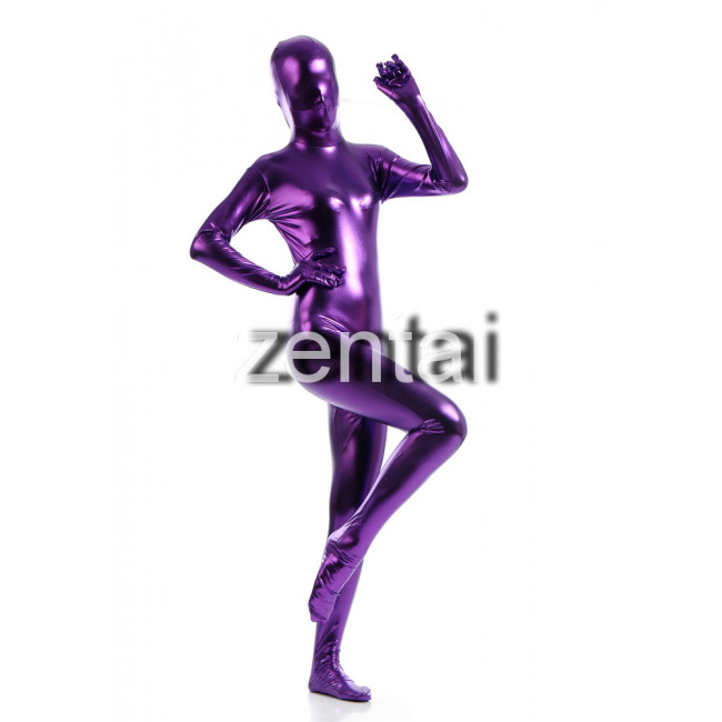 Woman's Full Body Dark Purple Color Zentai/ Dark Purple Full Body Shiny ...