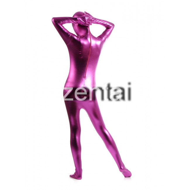 Woman's Full Body Purple Color Zentai/ Purple Full Body Shiny Metallic ...