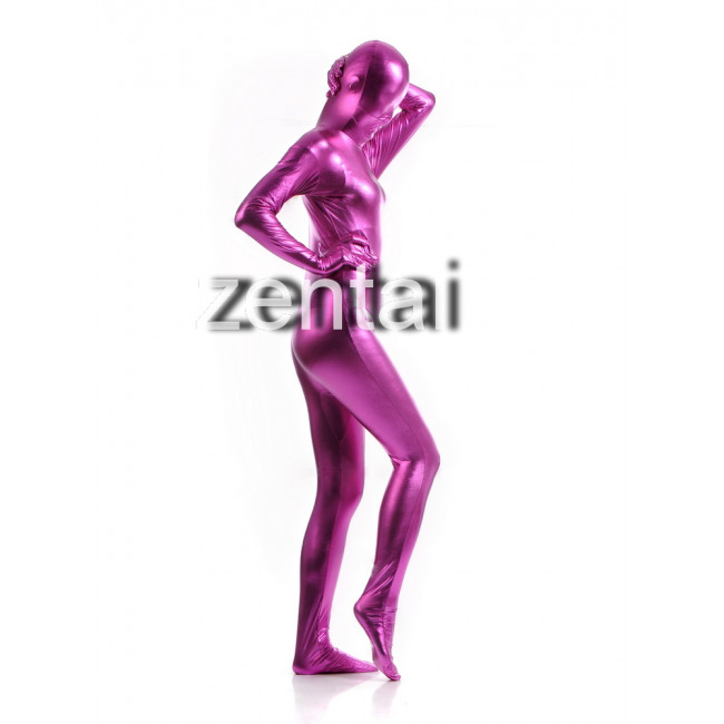 Woman's Full Body Purple Color Zentai/ Purple Full Body Shiny Metallic ...